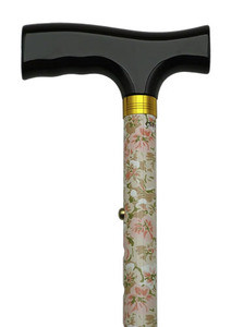 Pink Floral Adjustable Folding Walking Cane - Exquisite Canes