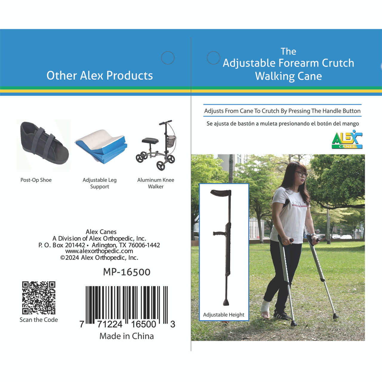 Adjustable Forearm Crutch Walking Cane-Single - Exquisite Canes