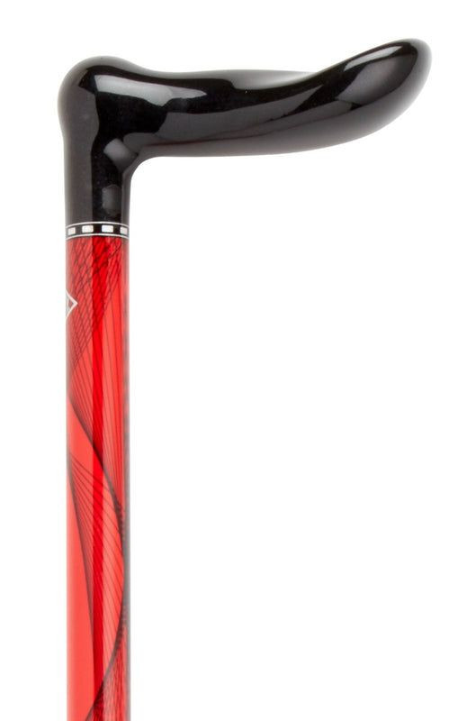 Wide Handle Carbon Fiber Triple Wound Red Adjustable Walking Cane ...