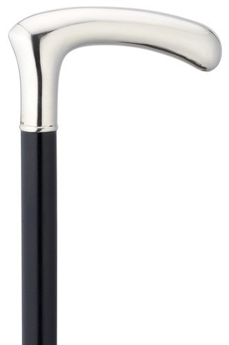 L Shaped Alpacca Silver Handle Men's Walking Cane - Exquisite Canes