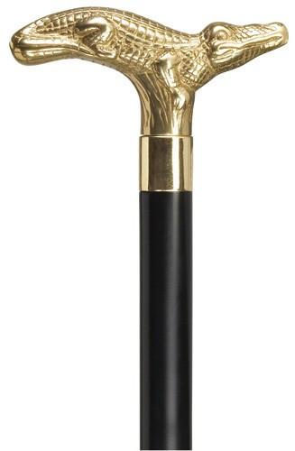 Brass Alligator Head Walking Cane - Exquisite Canes