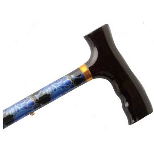 Ladies Adjustable Folding Turquoise Peacock Print Walking Cane ...