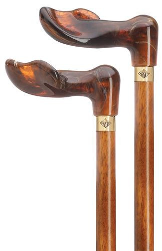 Palm Grip Handle Amber Cherry Walking Cane - Exquisite Canes