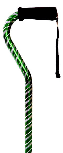 Laser Cut Green Offset Handle Walking Cane for Ladies - Exquisite Canes