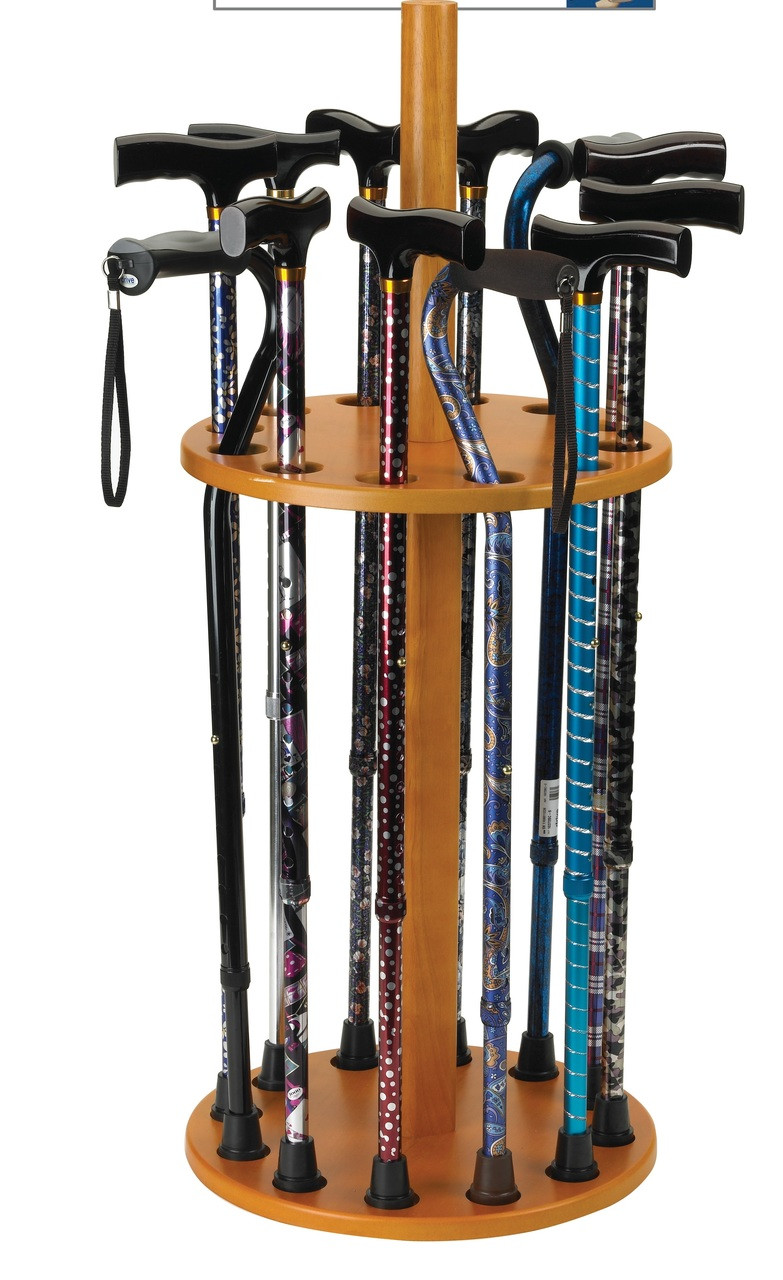 12 Walking Cane Wood Display Stand - Exquisite Canes