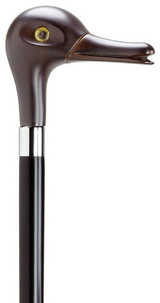Brown Duck Head Walking Cane With Glass Eyes - Exquisite Canes