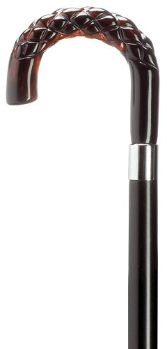 European Crook Handle Walking Cane With Diamond Carving-Shell ...