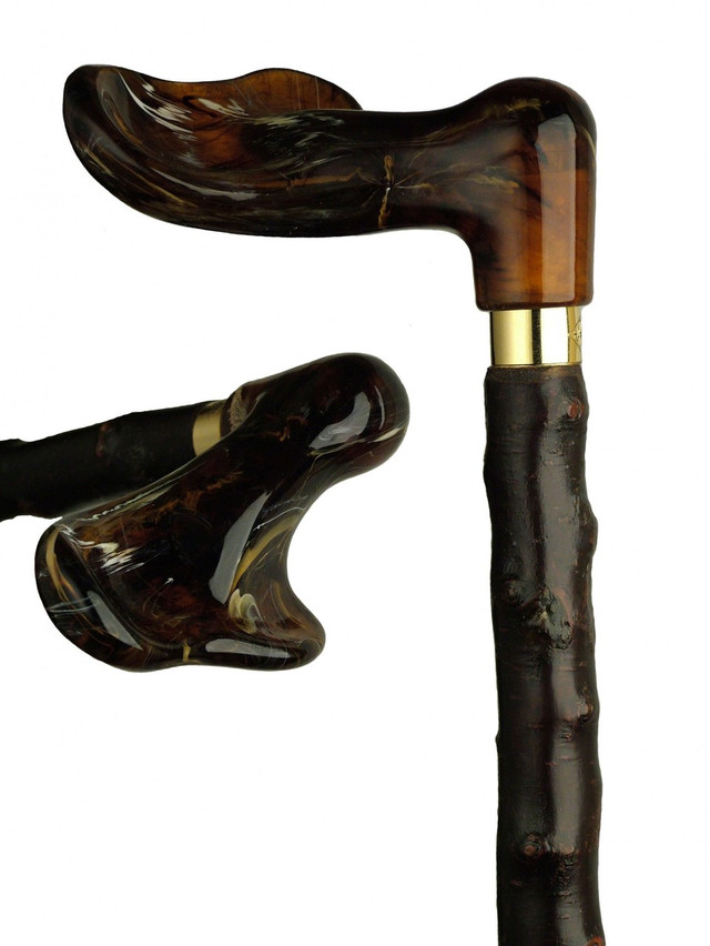 Palm Grip Amber Handle on Blackthorn Shaft Left Hand Walking Cane ...