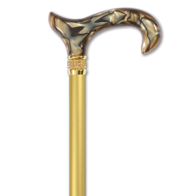 Dull Gold Pearl Diamond Folding Cane - Exquisite Canes