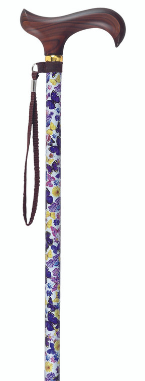 Pink Butterflies Adjustable Walking Cane - Exquisite Canes