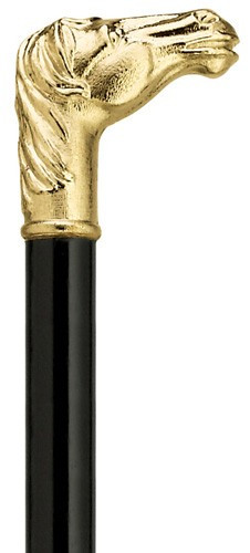 Ladies Gold Tone Horse Head Walking Cane - Exquisite Canes