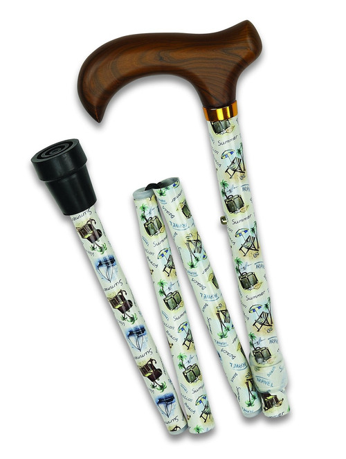 Travel Fun Print Folding Walking Cane - Exquisite Canes