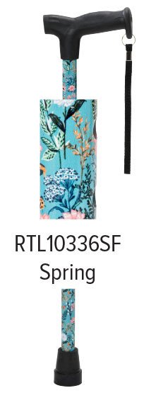 Ladies Aluminum Adjustable Cane-Spring Froral Print - Exquisite Canes