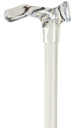 Clear Lucite Contour Handle Walking Cane-Right Hand - Exquisite Canes