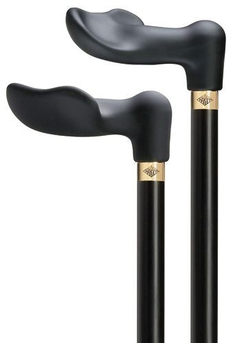 Soft Touch Palm Grip Handle Black Wooden Walking Cane - Exquisite Canes