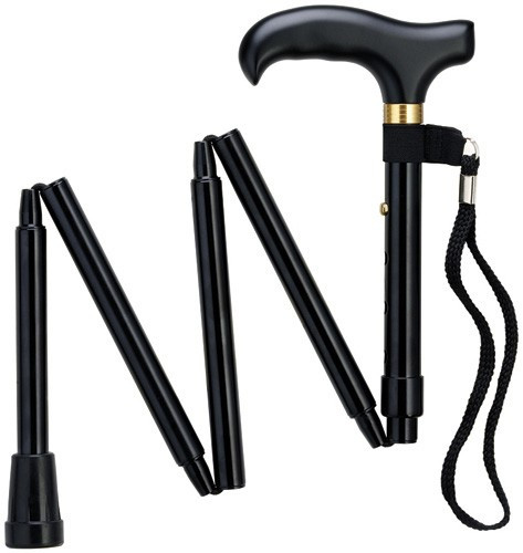 Adjustable Folding Slim Black Cane - Exquisite Canes