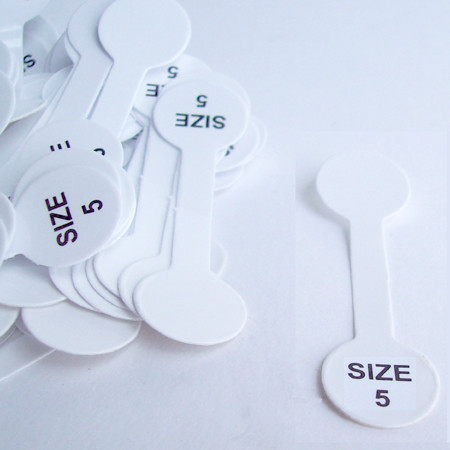 100 BarBell Tag Label Sticker White-Ring Size 5 - Zakka Canada