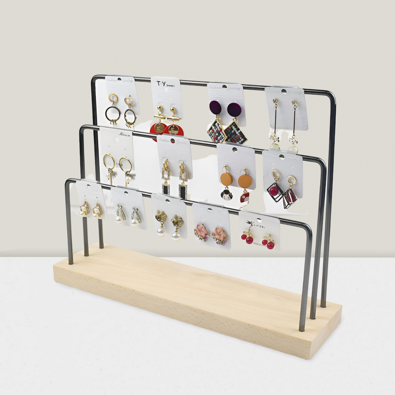 Metal Earring Card Holder Black or White Wired Rack 3 & 5 Tiers - Zakka ...