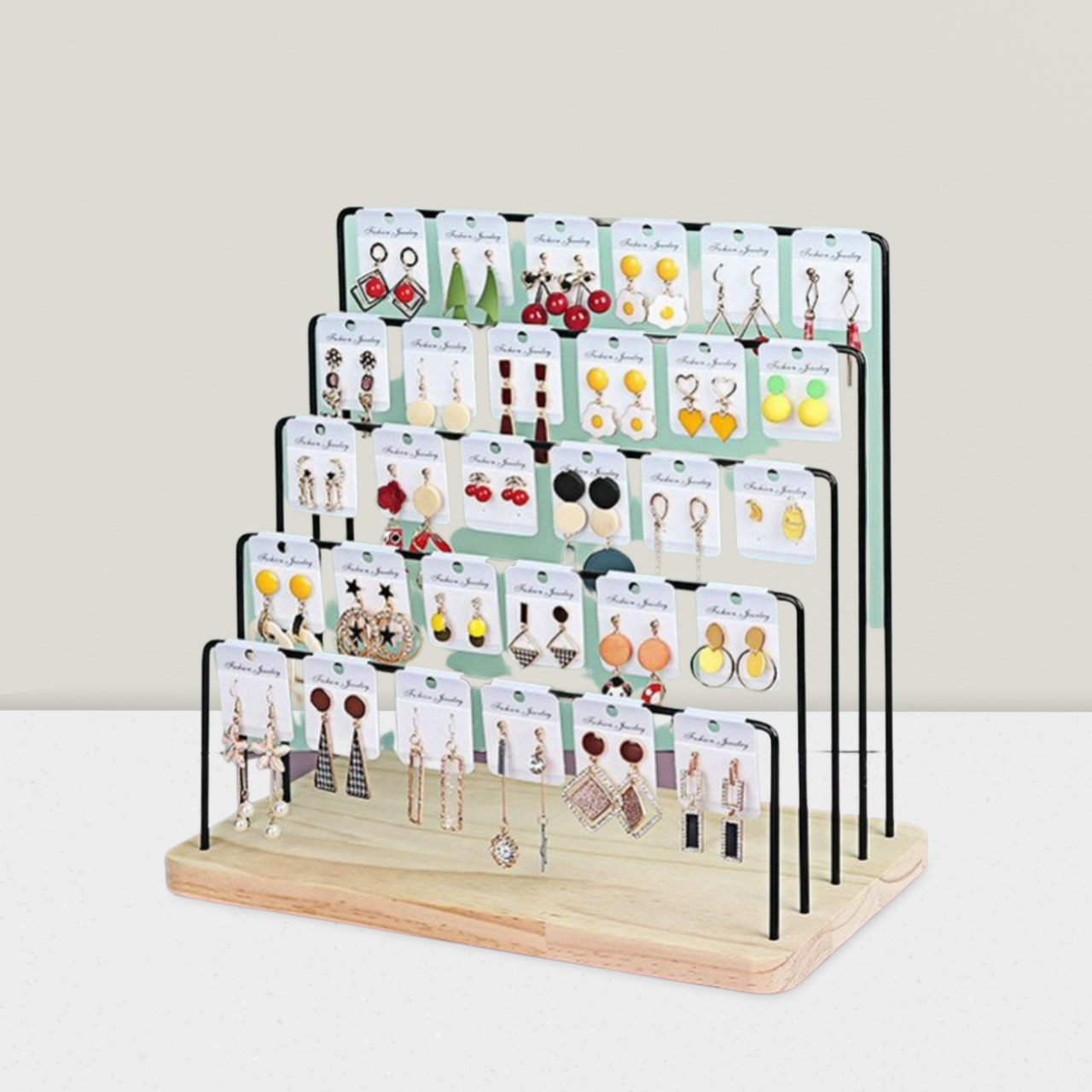 Metal Earring Card Holder Black or White Wired Rack 3 & 5 Tiers - Zakka ...