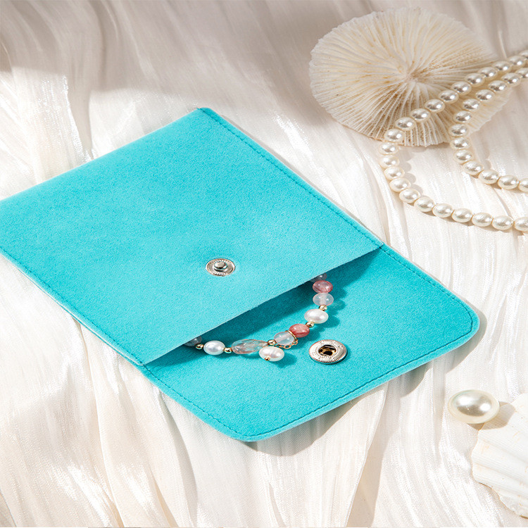 Premium Plush Velvet Pouch Bag Button-Closure Pink - Zakka Canada