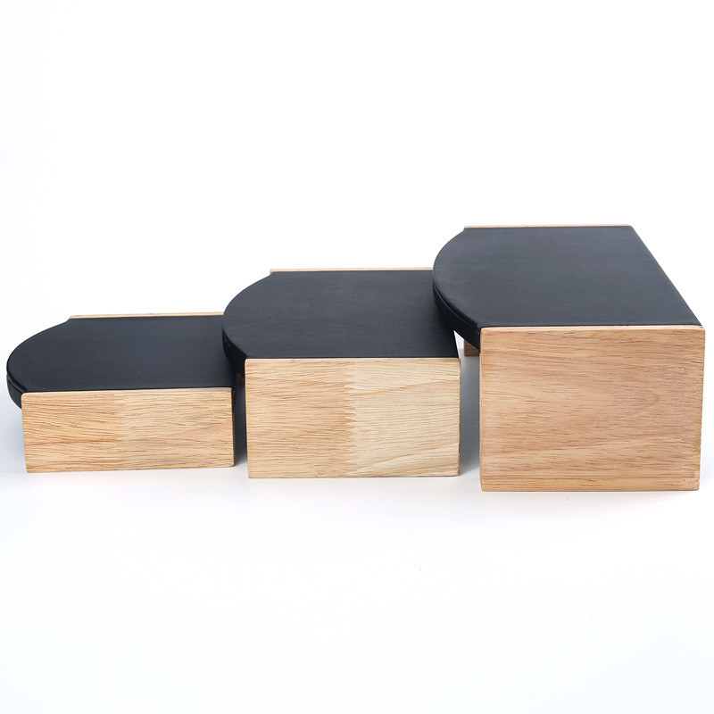 Set of 3 Premium Solid Wood Display Riser Stands - Zakka Canada