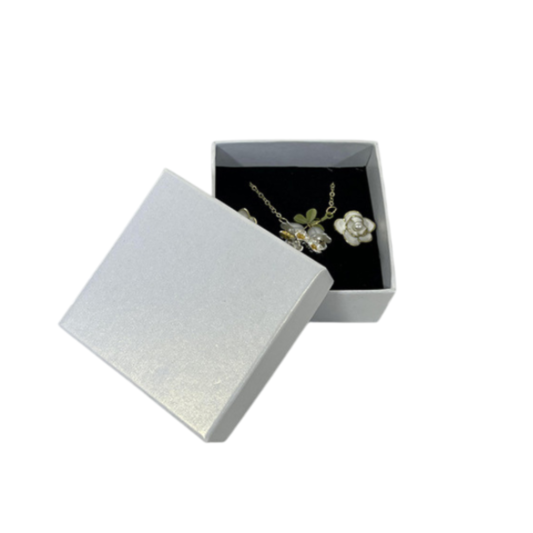 100 Jewellery Box 3"x3"x1.25"(Foam Insert) Linen-Textured White - Zakka ...