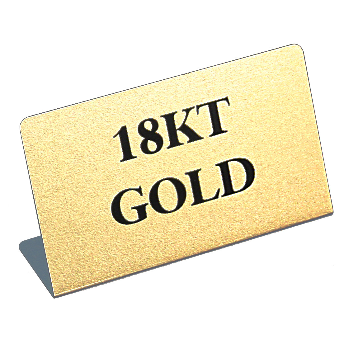 Large Metal Showcase Sign "18KT Gold" 3 1/2" x 2"H - Zakka Canada