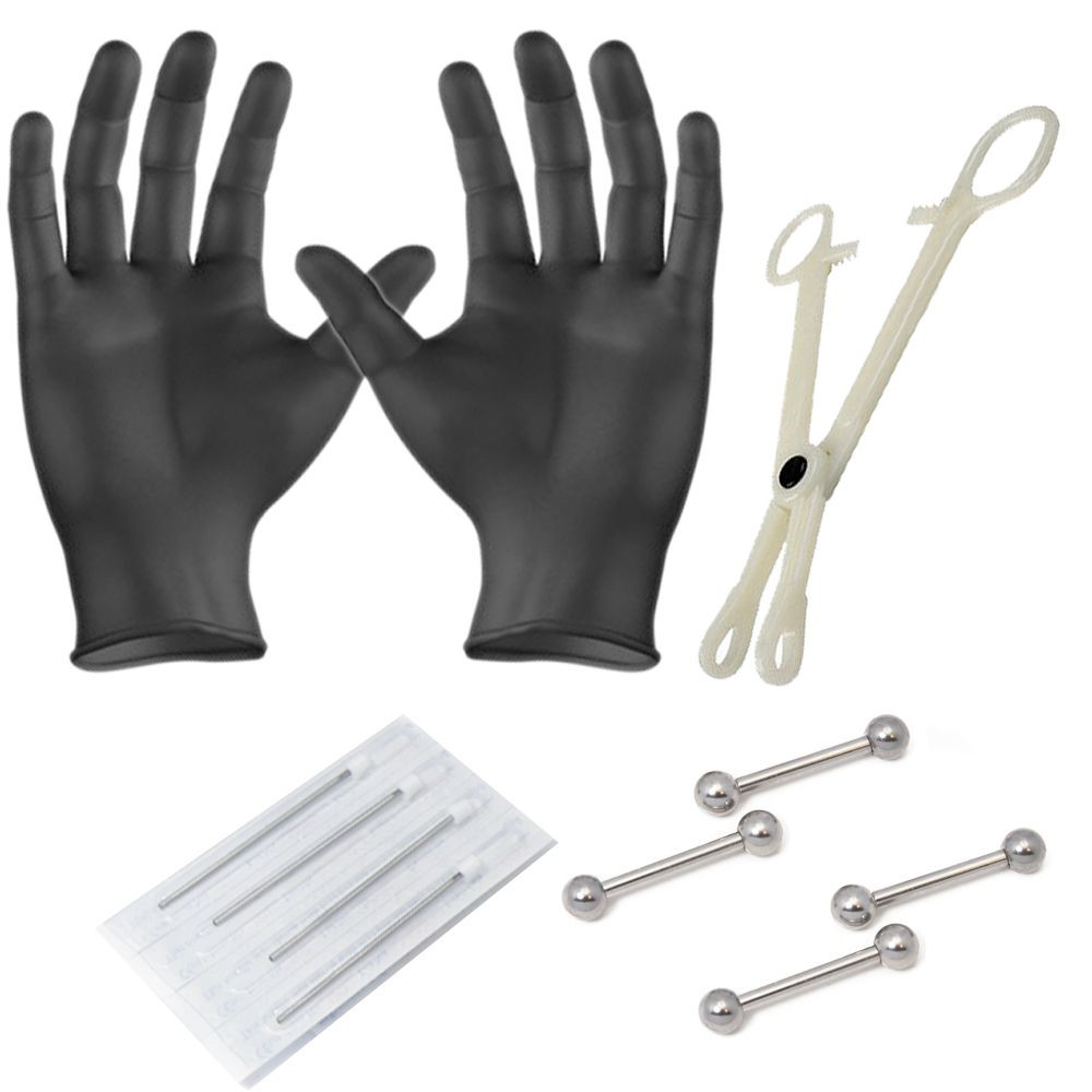 38-Piece Professional Piercing Kit - Lip, Nipple, Belly, Eyebrow ...