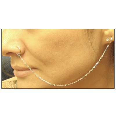 Nose Hoop Chain with Silver Chain