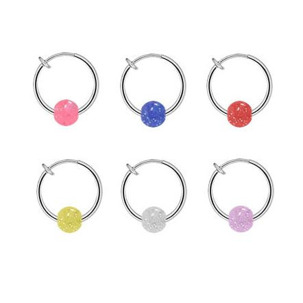 Non-Piercing Spring Hoop with Acrylic Beach Ball Bead