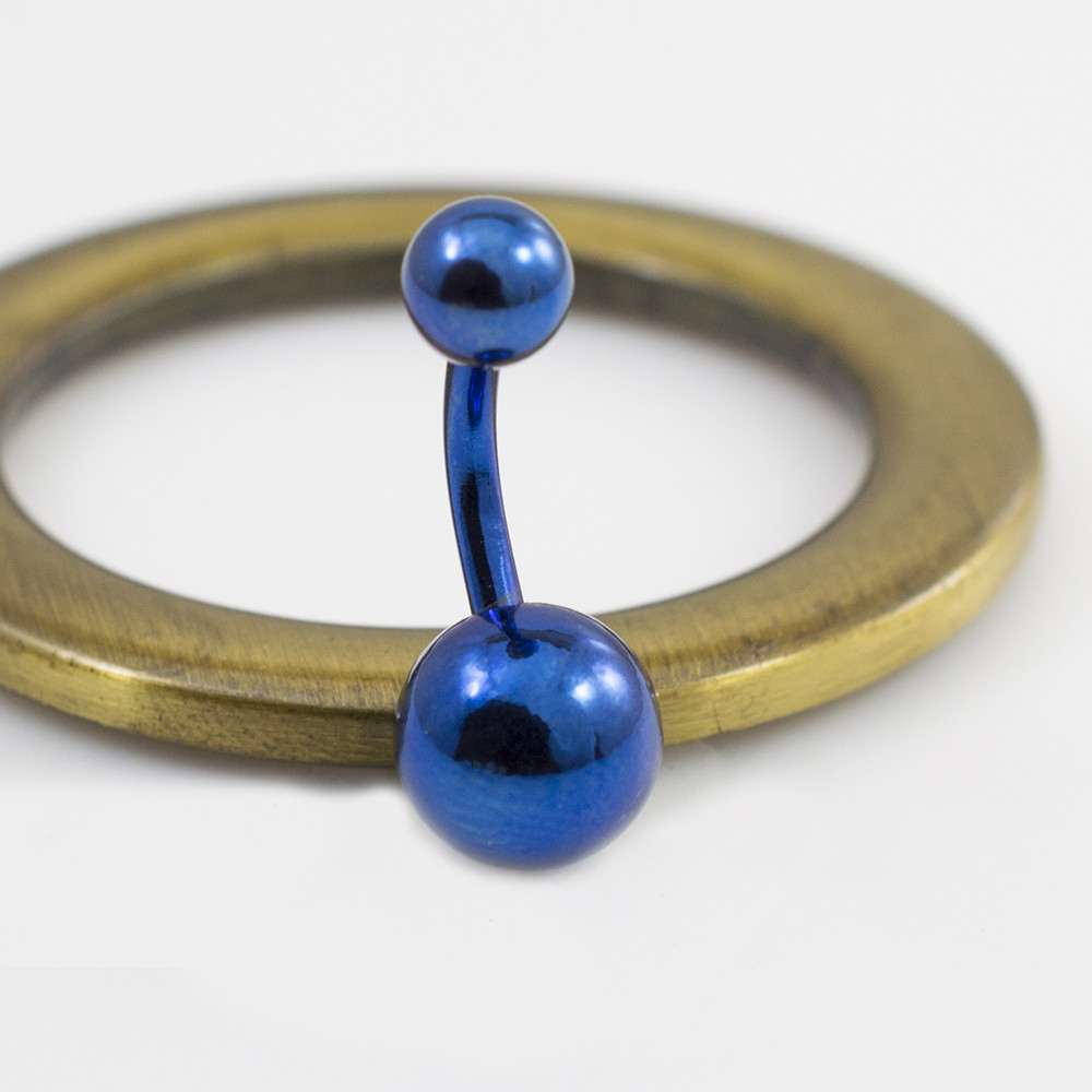 Anodized Titanium Blue Belly Button Ring 14ga 3/8