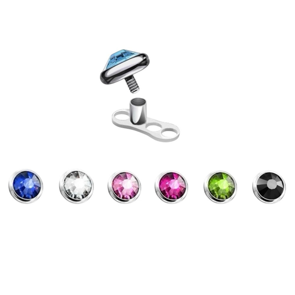 Dermal Top and Anchor pack of 22 with Cubic Zirconia 11 colors