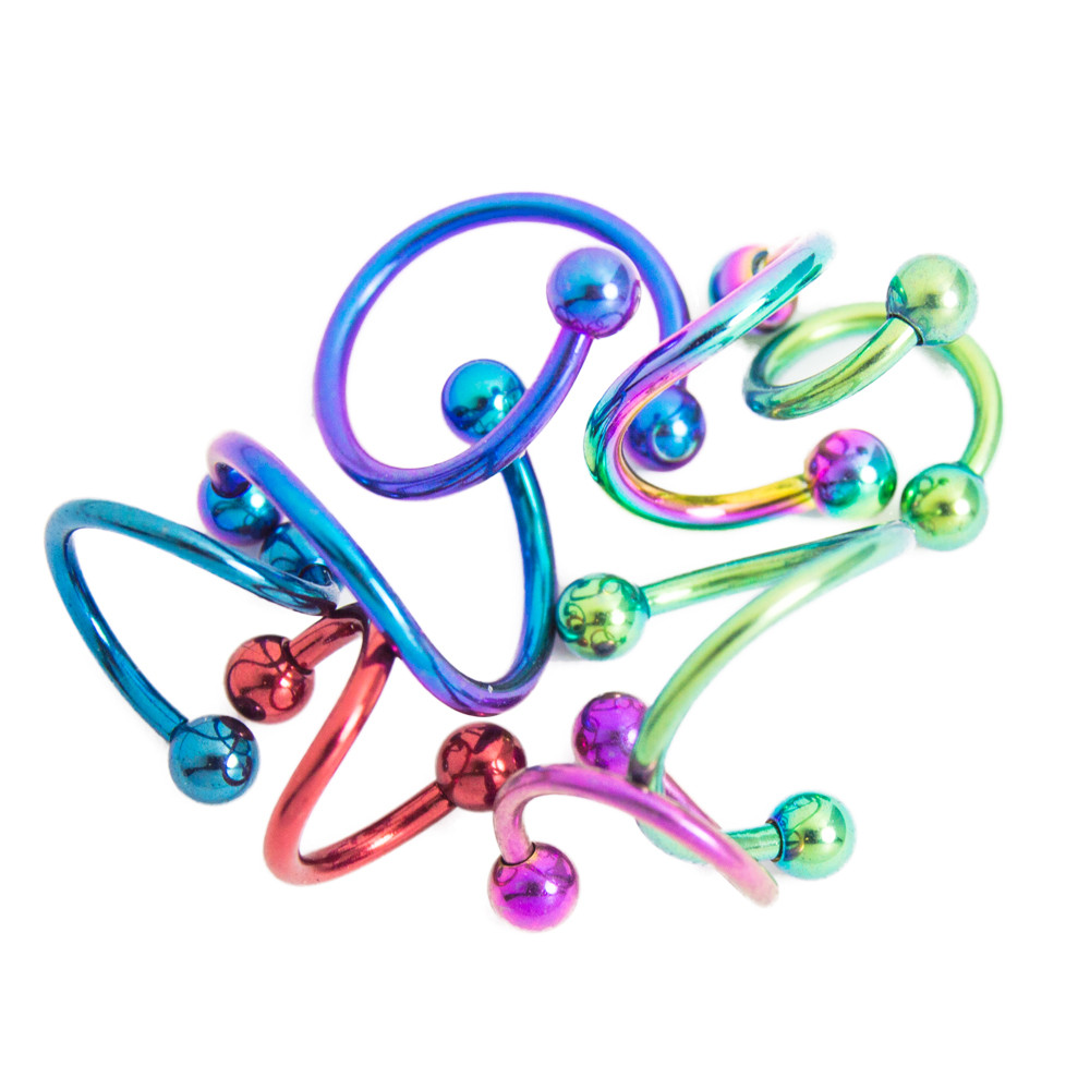 Solid Titanium Twister Piercing Rings - 8 Assorted Sizes and Colors ...