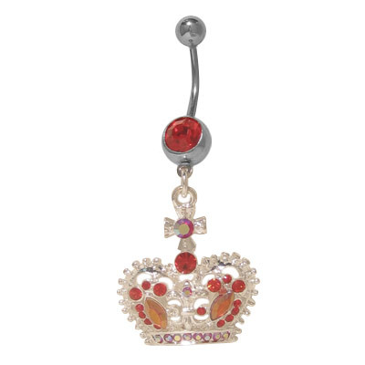 Belly Button Ring Surgical Steel with Dangling Crown - YO37750