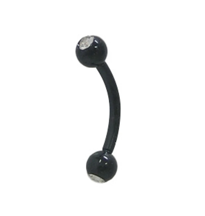 PVD Black CZ Curved Barbells Rook Earrings 16G 8mm