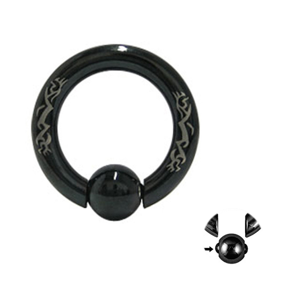 PVD Black Captive Bead Ring Closure Ball 6G 15mm