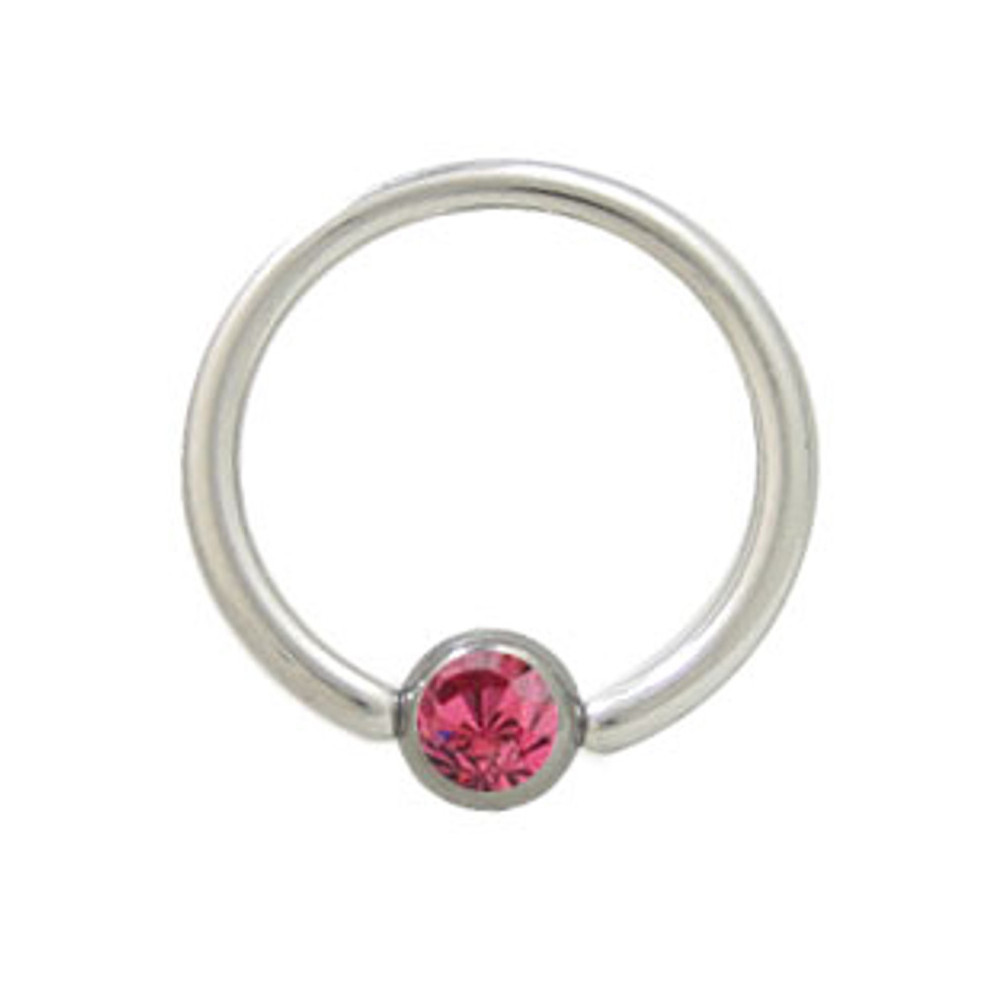 Pink CZ Captive Bead Ring