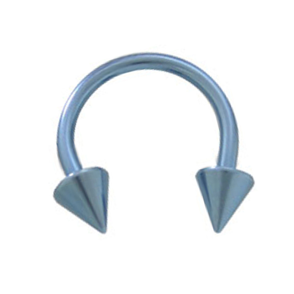 G23 Titanium Light Blue Spike Horseshoe Circular Barbell 14G 12mm
