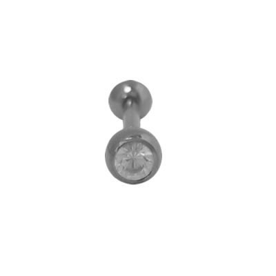 High Polish Titanium Jeweled Barbell Tongue Ring Body Jewelry