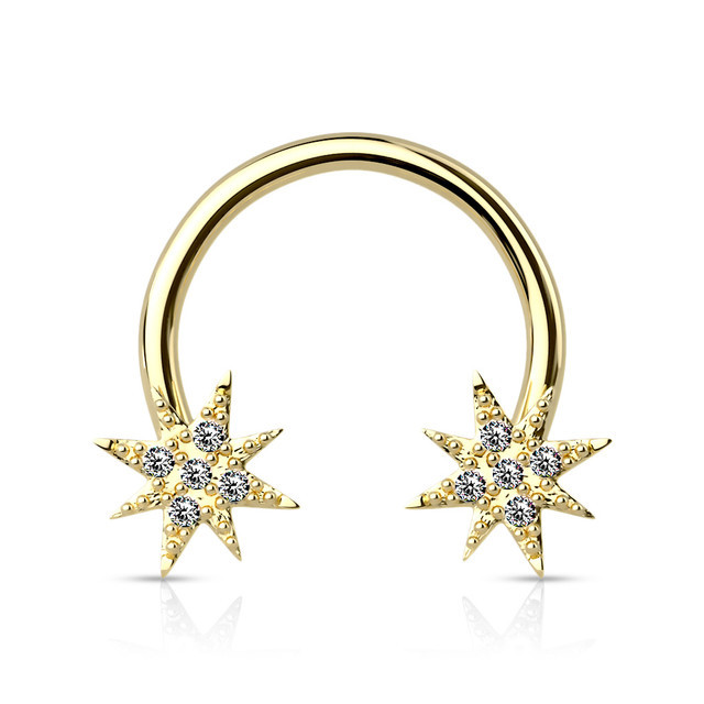 Crystal CZ Starburst Horseshoe Circular Barbell 16G 8mm