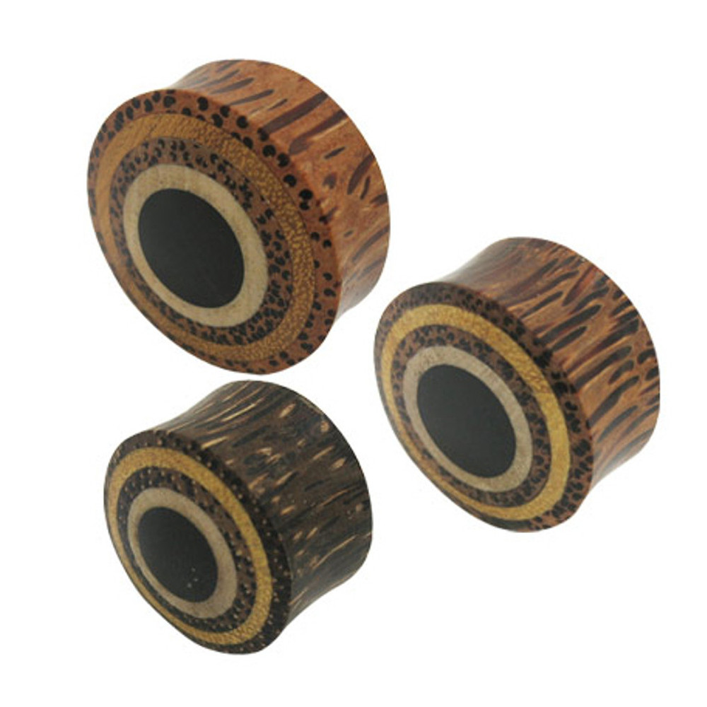 Convex Saddle Fit Target Inlay Wood Plug Ear Gauges