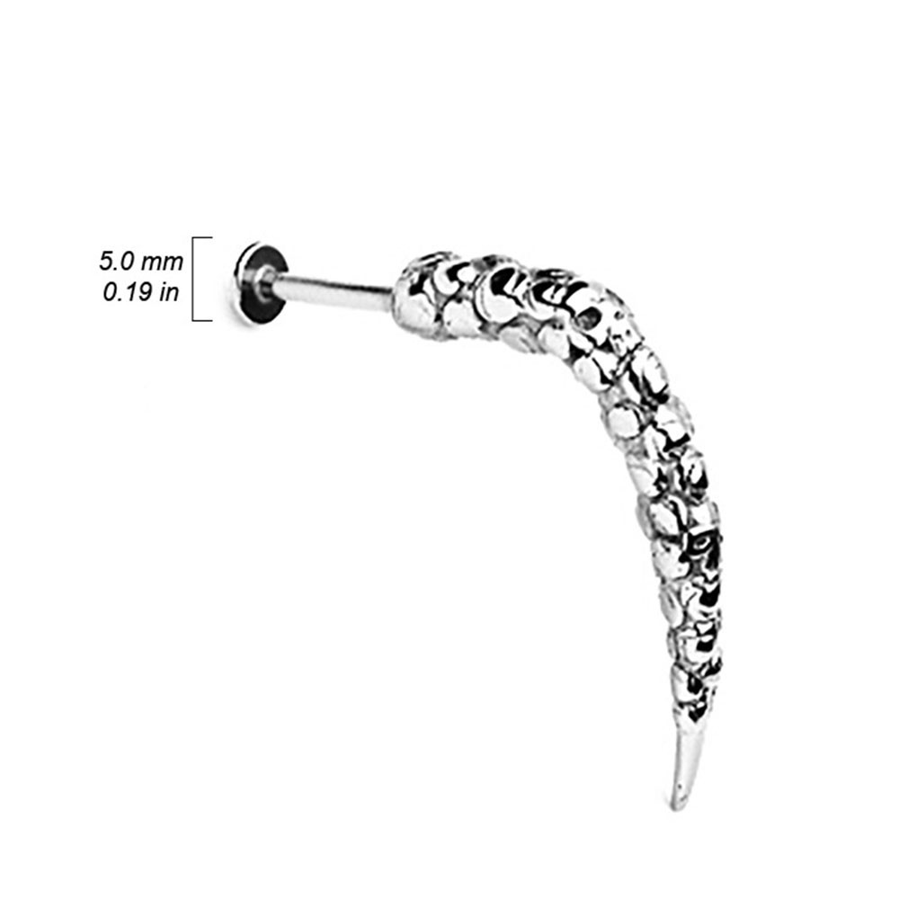Skull Curved Distrube Labret Stud - 14G 3/8"