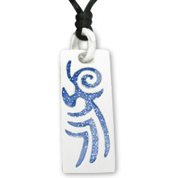 Maori Pacific Tribal Art Pendant in Blue Glitter