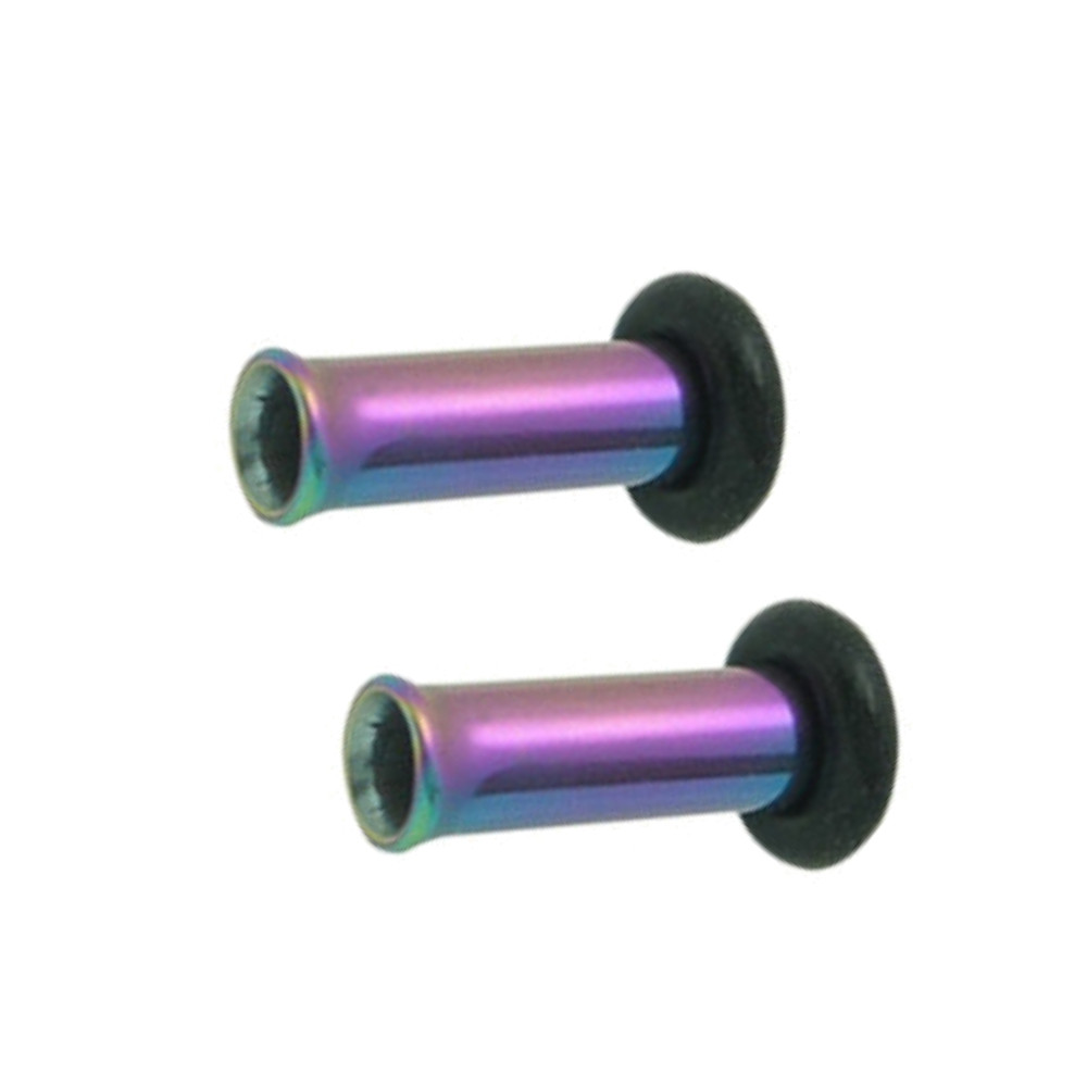 Rainbow Titanium Single Flare Tunnels Plugs Ear Gauges 8G
