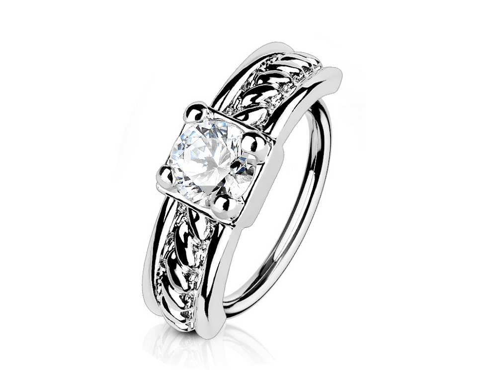 Bendable Hoop Ring with Prong Set CZ Centered Half Circle Top 316L ...