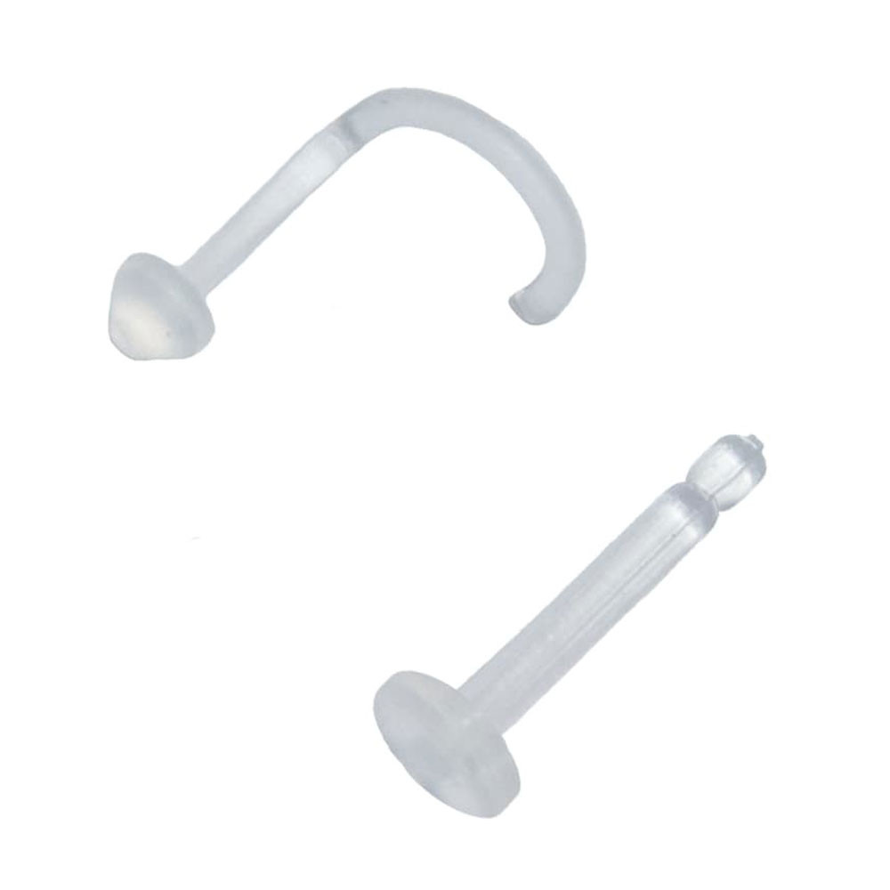 2PCS 18G Acrylic Clear Nose Piercing Retainer 1/4" 6mm