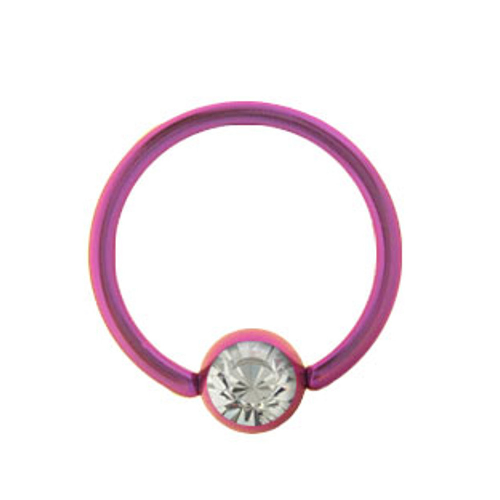 PVD Pink Captive Bead Ring CZ
