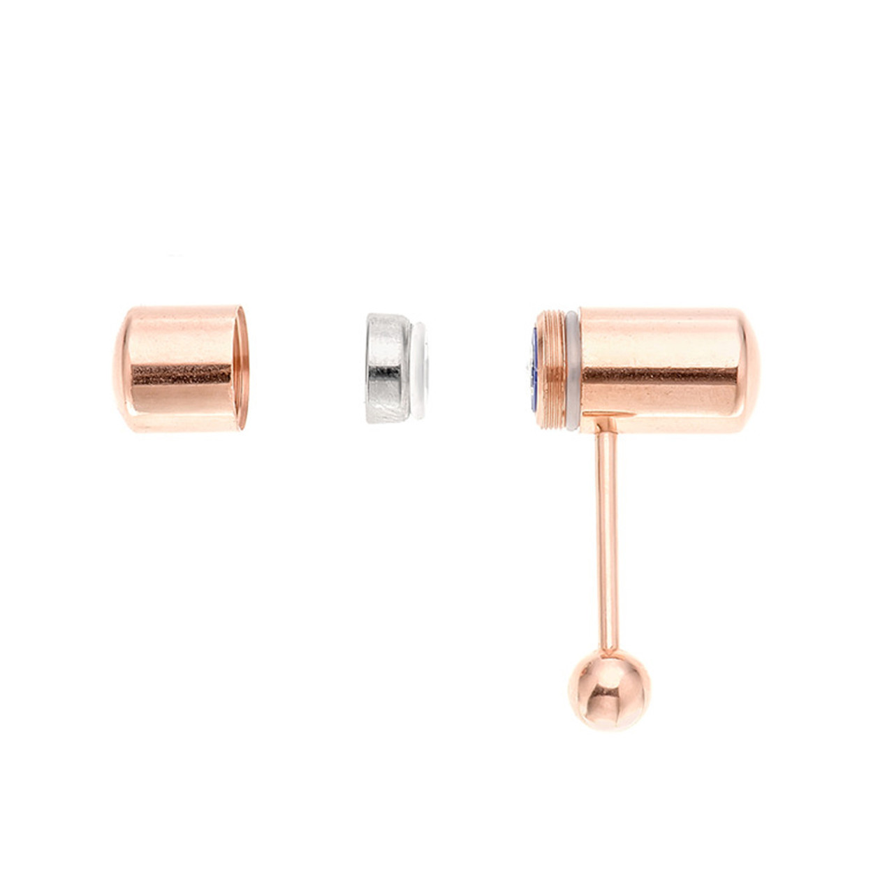 PVD Rose Gold Vibrating Barbell Tongue Ring 14G 16mm