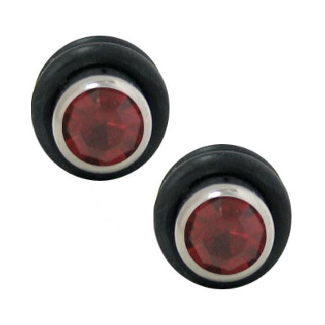 Red CZ O-Ring Plugs Ear Gauges