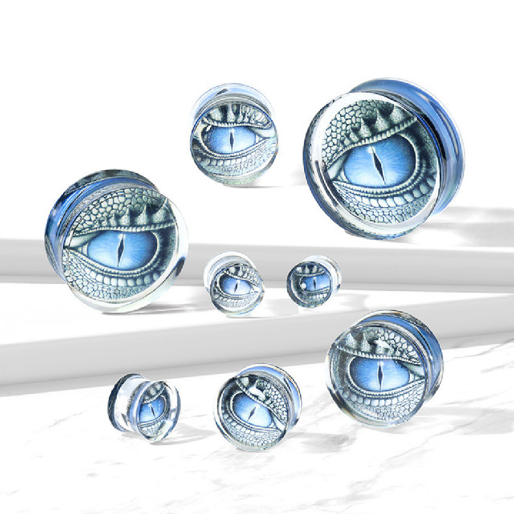 Clear Acrylic Blue Dragon Eye Saddle Plugs Ear Gauges